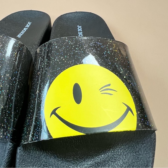 Joe Boxer | Shoes | Black Sparkle Joe Boxer Happy Face Slides | Poshmark
